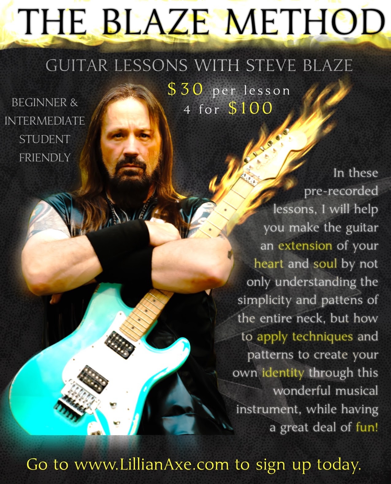 LILLIAN AXE'S STEVE BLAZE ANNOUNCES THE BLAZE METHOD GUITAR LESSONS ...